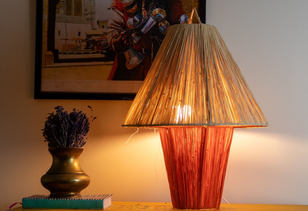 Raffia Lamp Shade Raffia Table Lampshade Woven Raffia - Etsy