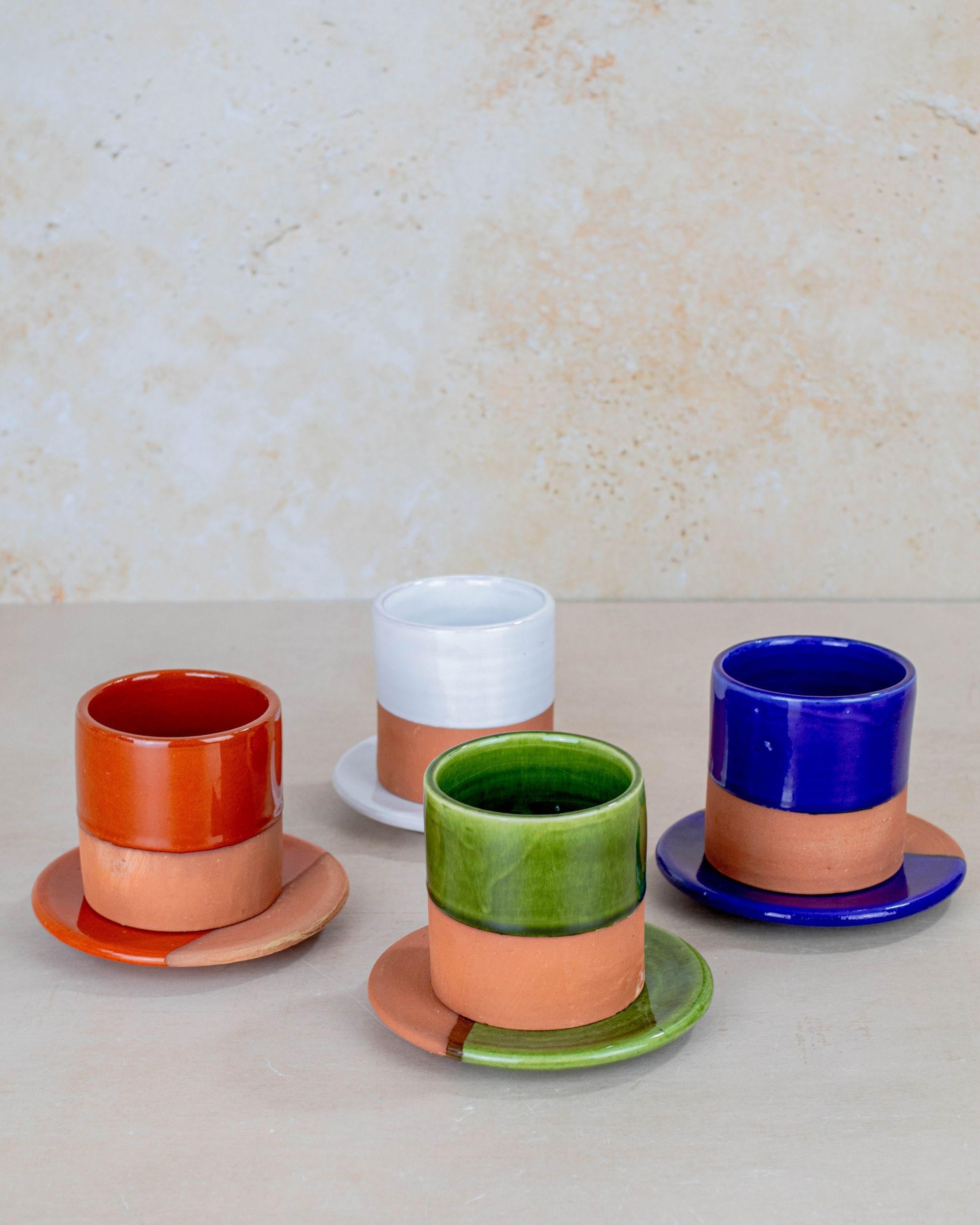 Handmade Moroccan Coffee Cup & Saucer – Ceramic Cortado, Latte or ...