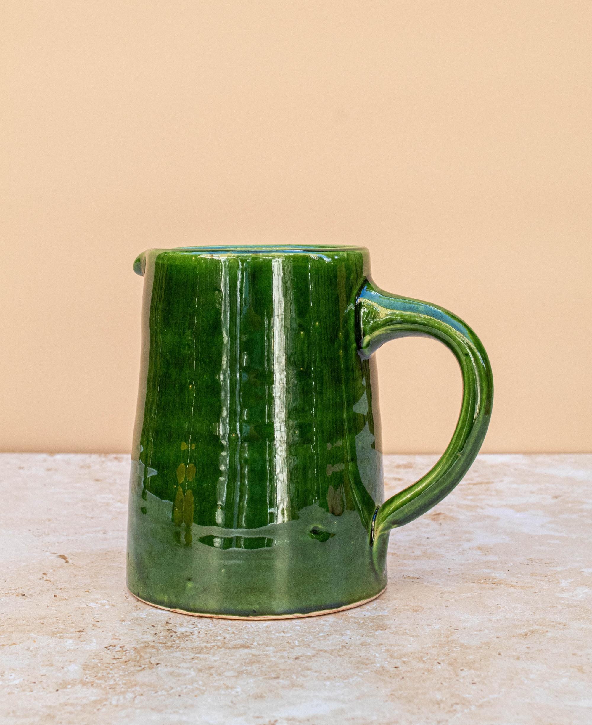 Green Moroccan Ceramic Jug: Handmade Vase, Pitcher (350ml) - Etsy UK