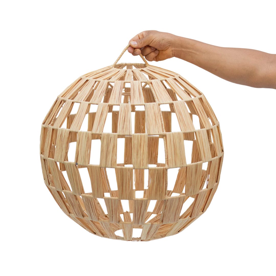 Handmade Raffia Pendant Light - Moroccan Ball Suspension Raffia ...