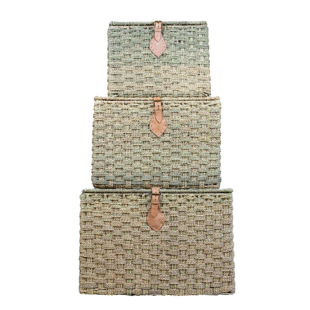 Woven Wicker Toy Box, Rattan Palm Storage Trunk and Storage Basket ...