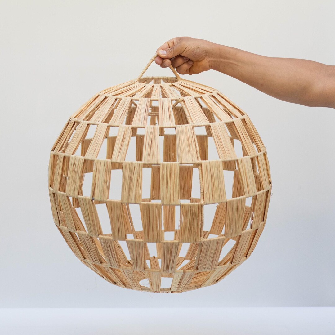 Raffia Pendant Light, Ball Suspension Raffia Lampshade - Etsy