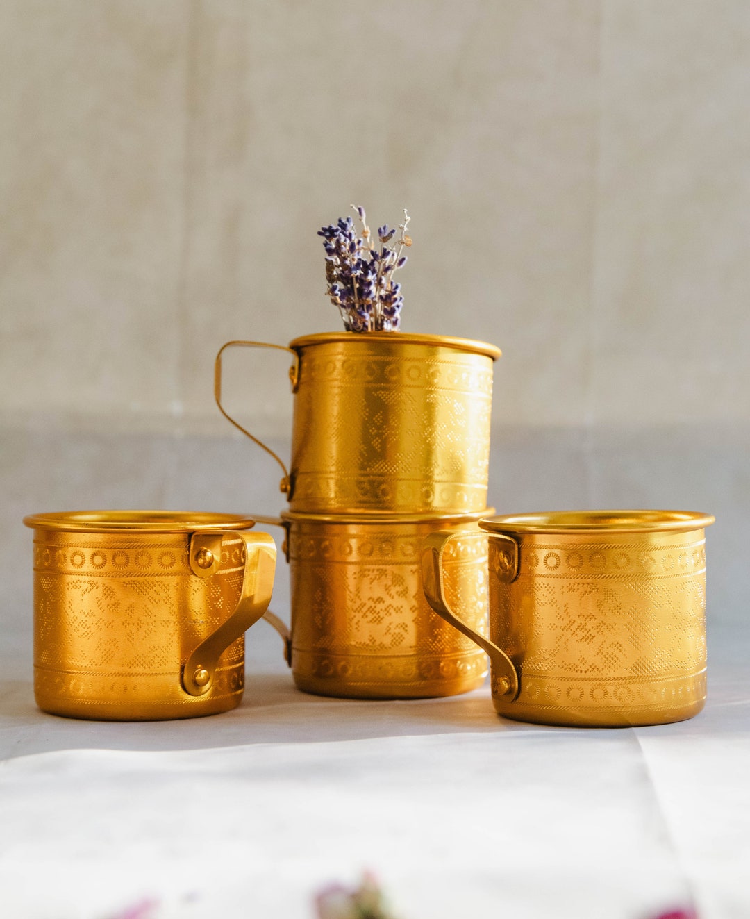 Set of 4 Engraved Moroccan Aluminum Mugs: Travel Tumblers - Etsy UK