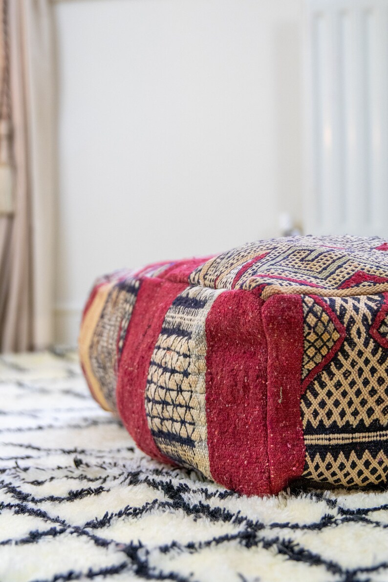 Moroccan Kilim Pouf Floor Pouf Vintage Moroccan Ottoman - Etsy