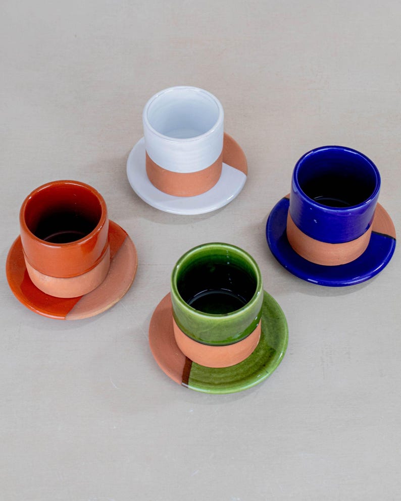Handmade Moroccan Coffee Cup & Saucer – Ceramic Cortado, Latte or ...