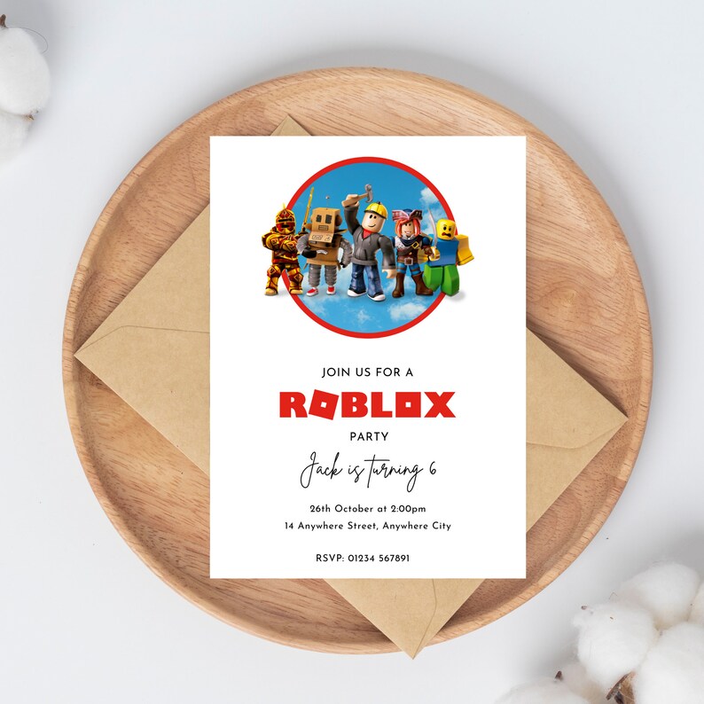 Roblox Birthday Party Invitation Roblox Gamer Party Invite - Etsy