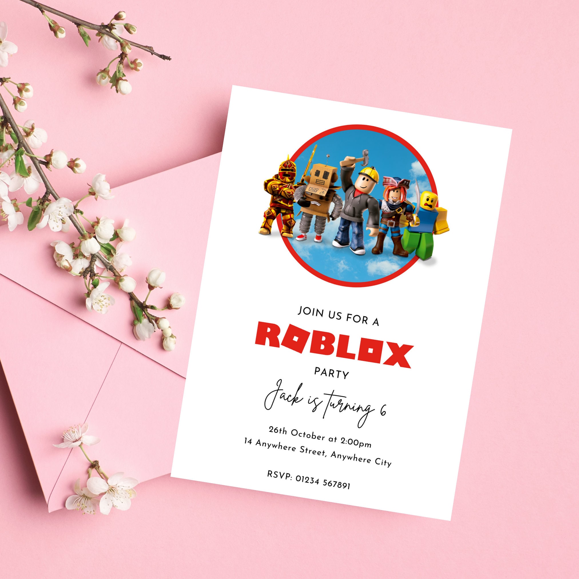Roblox Birthday Party Invitation Roblox Gamer Party Invite - Etsy