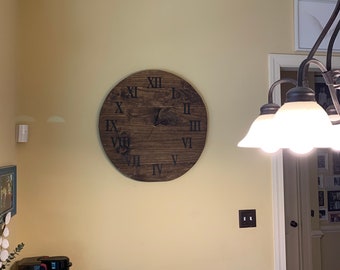 Wood Clock With Numbers, Wooden Rustic Clock, Farmhouse Wall Clock ...