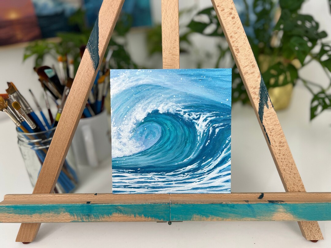 Foamy Blue Wave in Acrylics (6" X 6") - Etsy