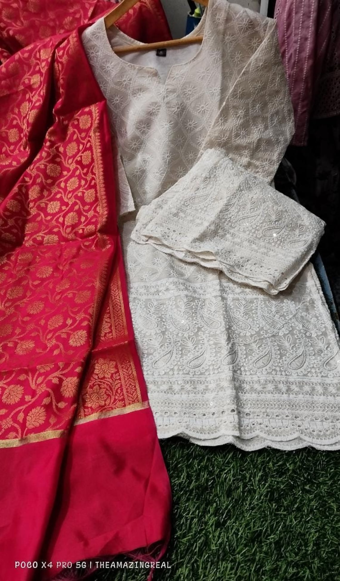 Pure Cotton Chickenkari Work Kurti With Pant and Dupatta Set - Etsy