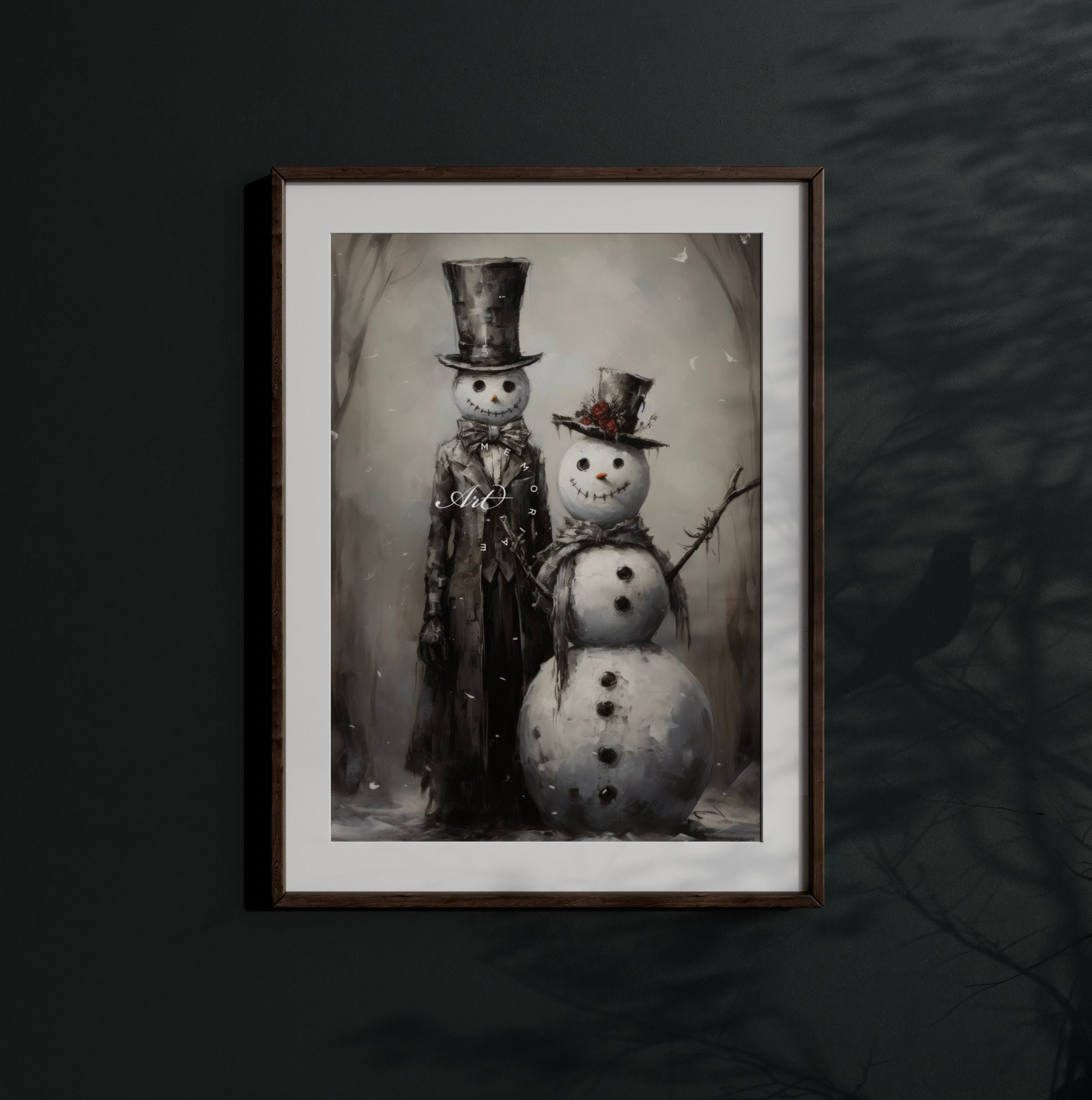 Snowman, Gothic, Couple, Love, Digital Art, Winter Painting, Instant ...