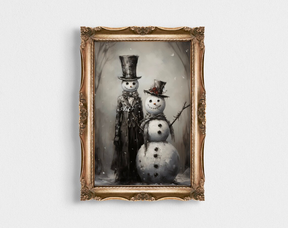 Snowman, Gothic, Couple, Love, Digital Art, Winter Painting, Instant ...