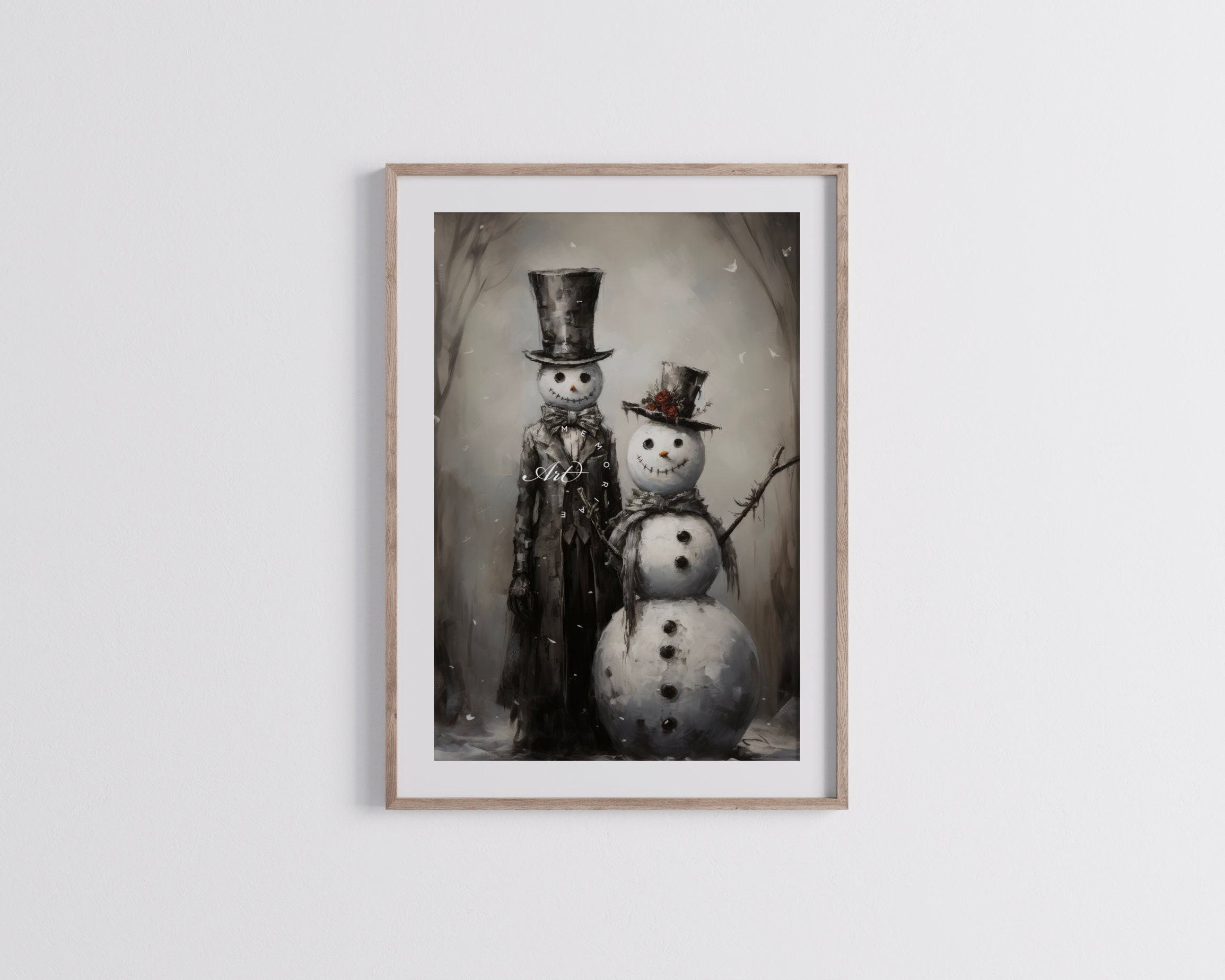 Snowman, Gothic, Couple, Love, Digital Art, Winter Painting, Instant ...