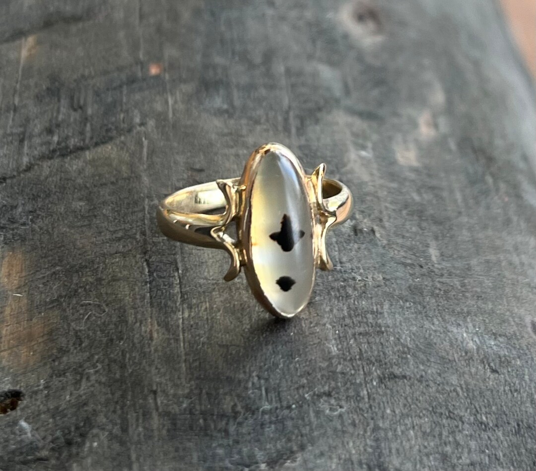 Antique Victorian Dendritic Agate 10k Gold Ring - Etsy