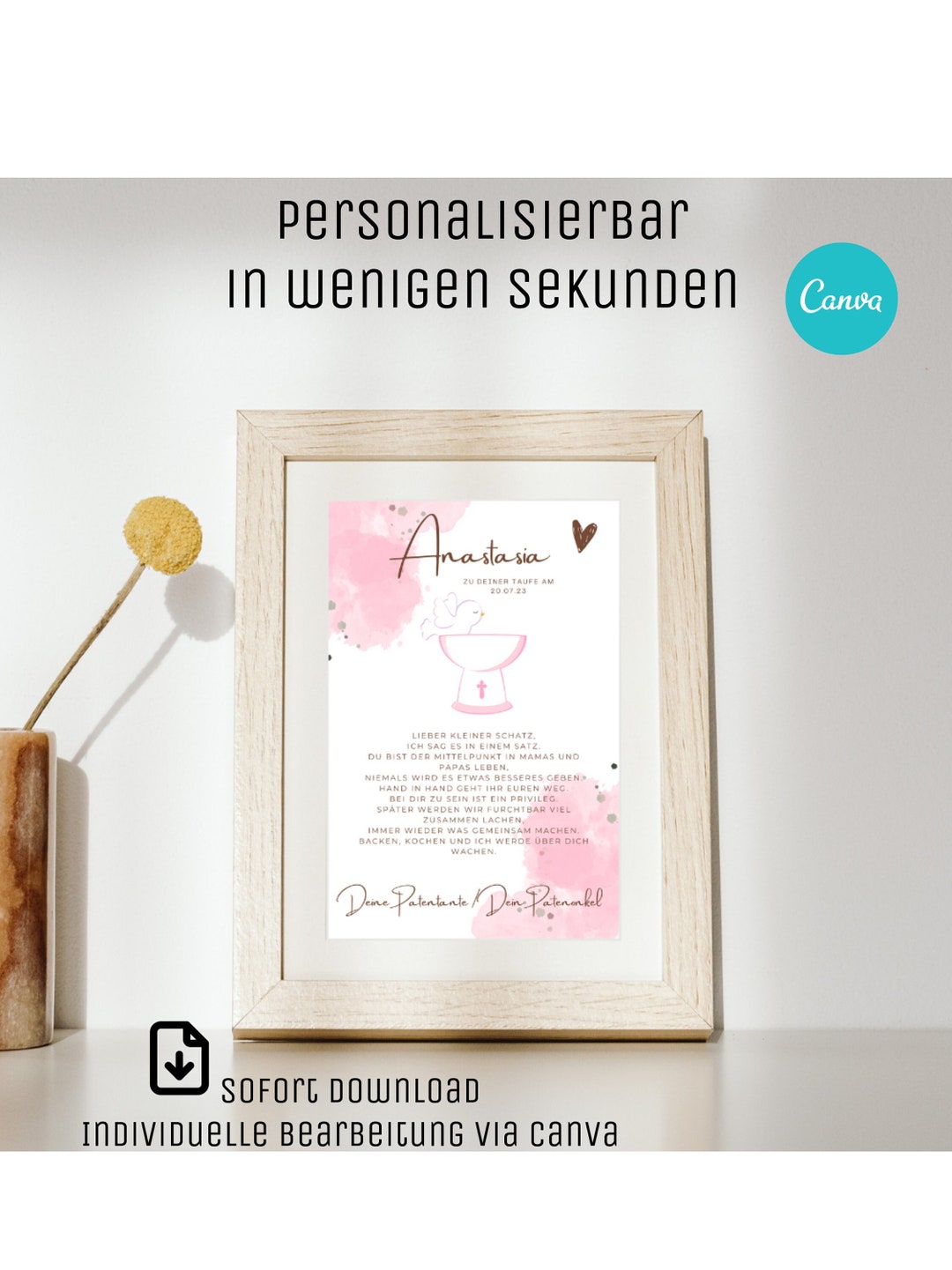 Baptism Gift Godchild Baptismal Font Girl - Etsy