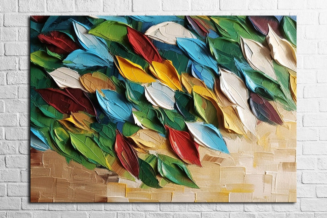 Oil Painting on Canvas Abstract Contemporary Pallet Knife Multicolor ...