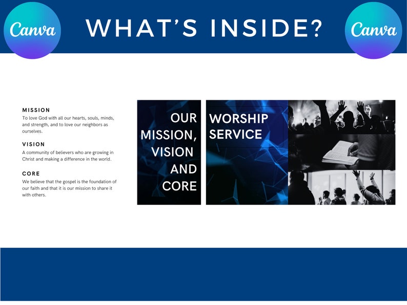 Blue Church Welcome Slides: Editable Worship Service Template (canva ...