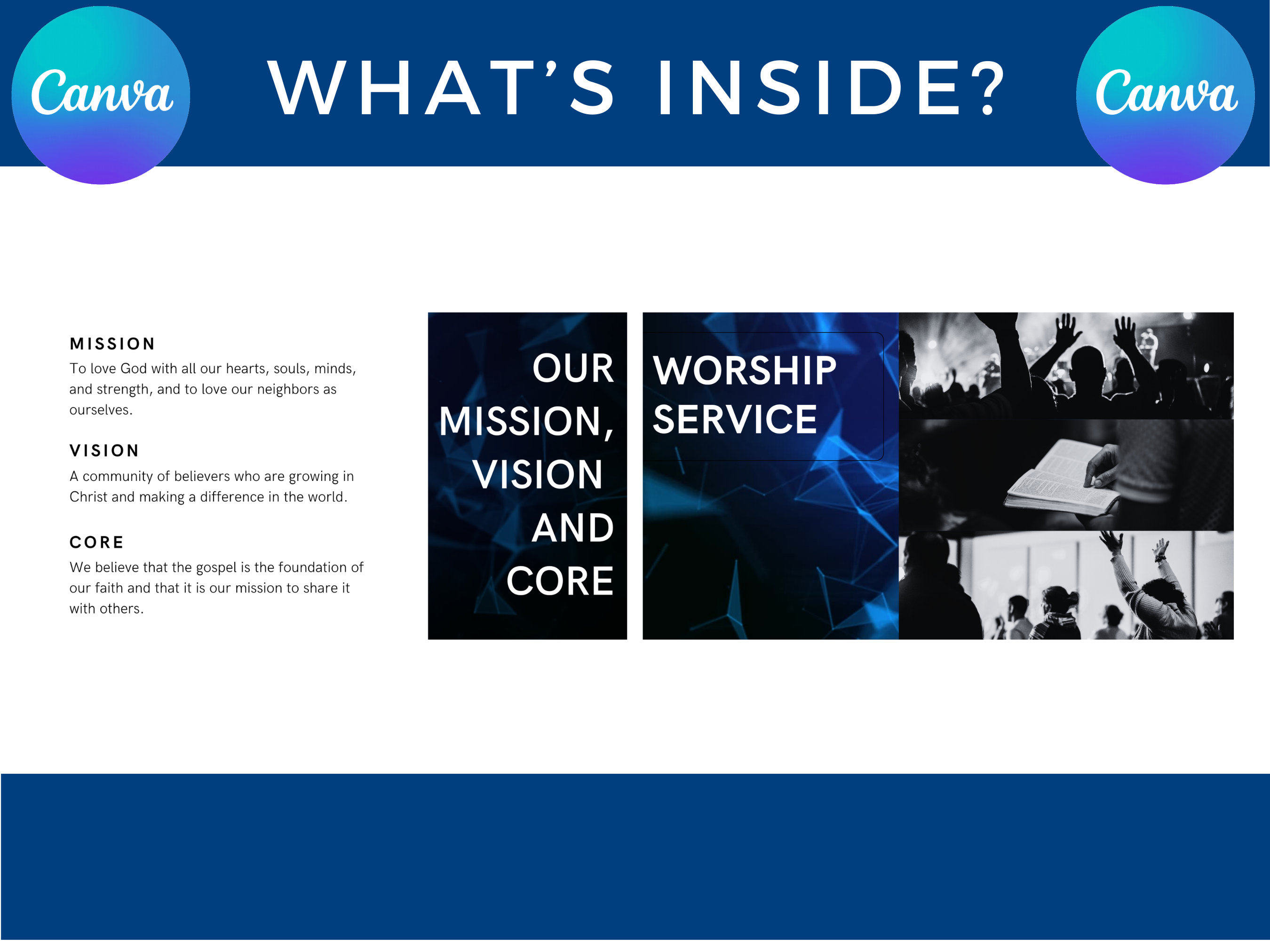 Blue Church Welcome Slides: Editable Worship Service Template (canva ...
