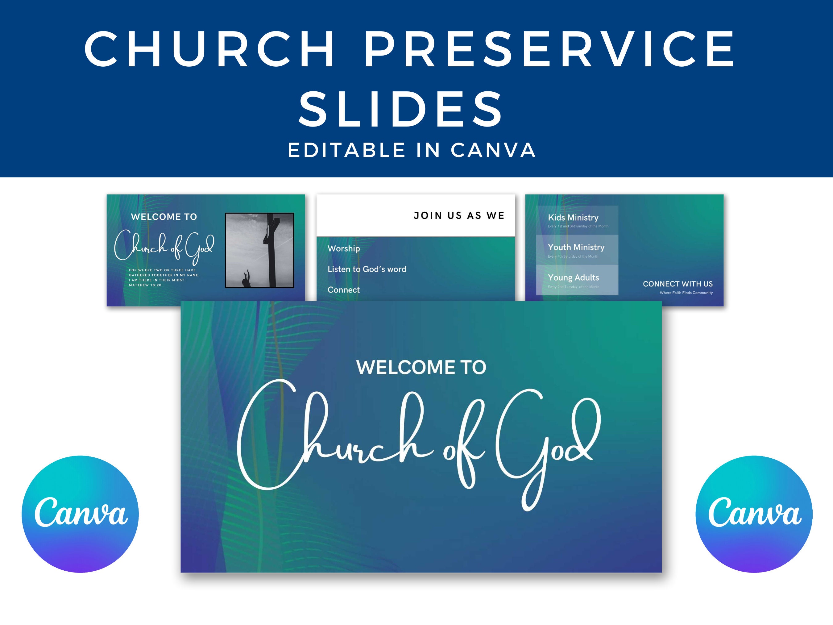 Editable Church Slides: Welcome & Announcements (canva Template) - Etsy