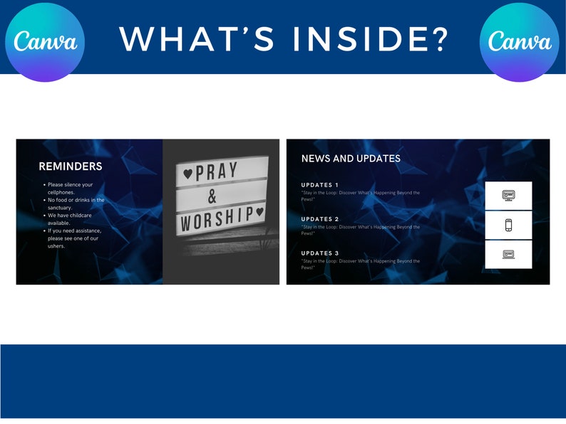 Blue Church Welcome Slides: Editable Worship Service Template (canva ...