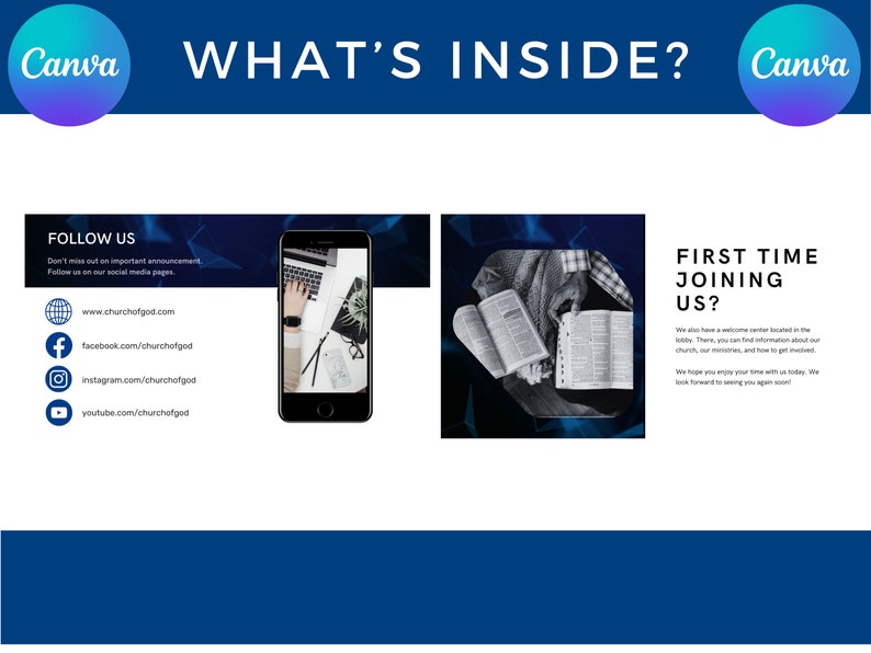 Blue Church Welcome Slides: Editable Worship Service Template (canva ...