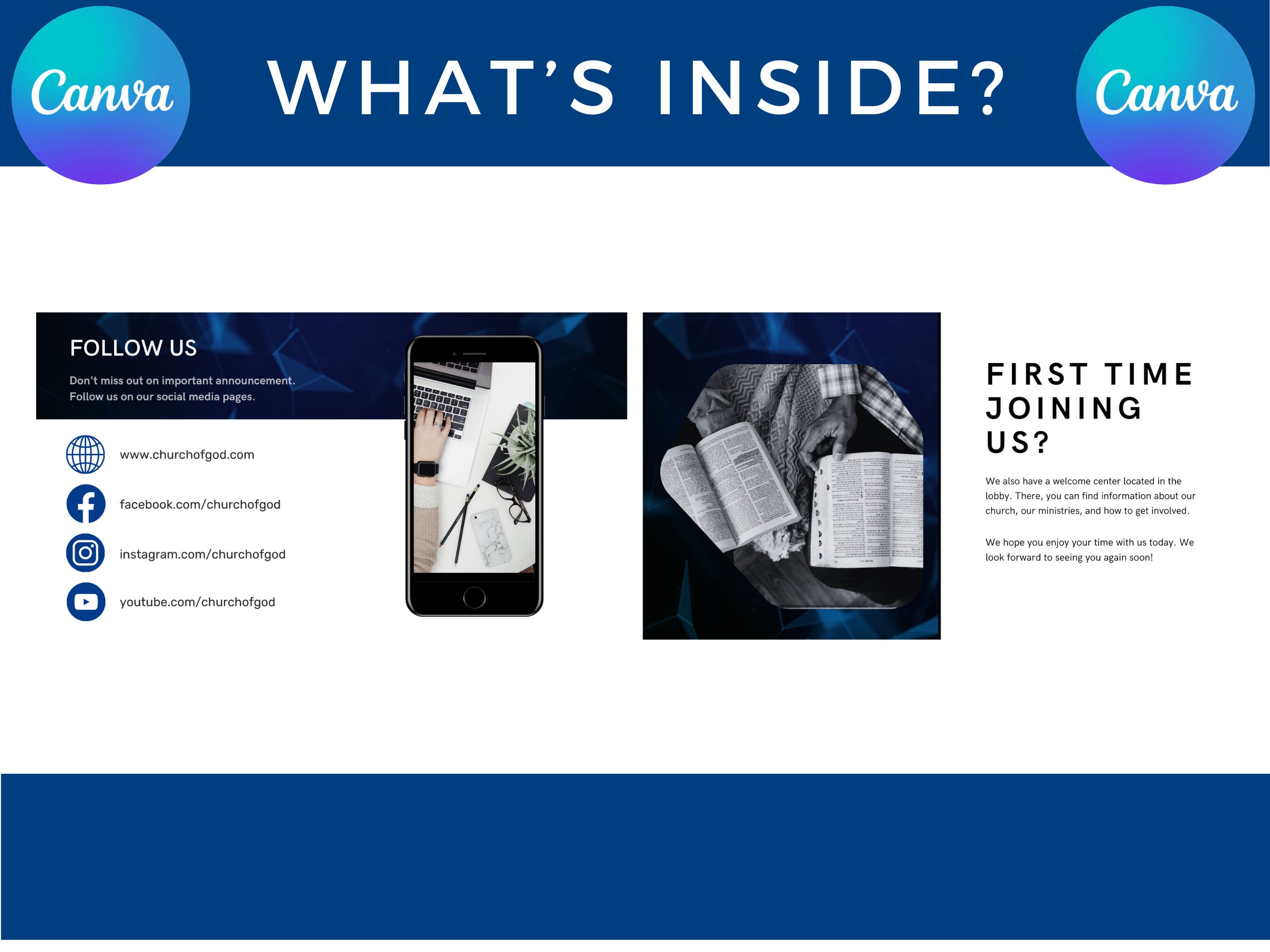 Blue Church Welcome Slides: Editable Worship Service Template (canva ...