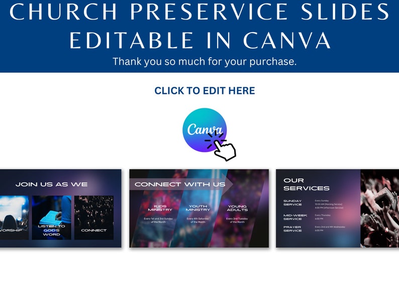 Blue Church Slides Template: Welcome & Announcements (canva Editable) - Etsy