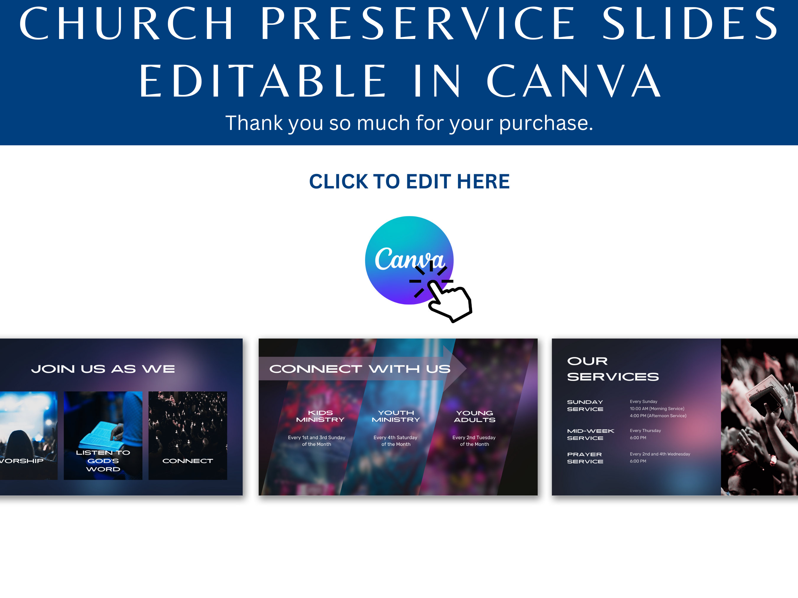 Blue Church Slides Template: Welcome & Announcements (canva Editable ...