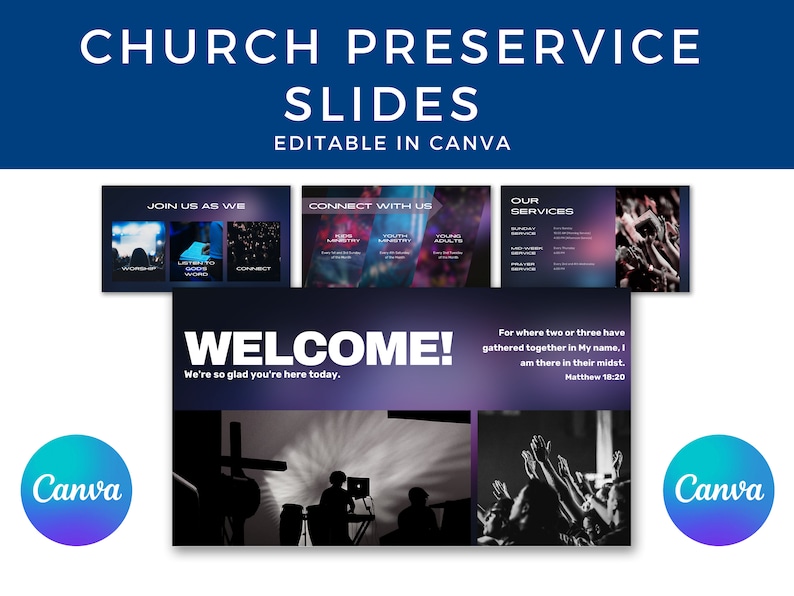 Blue Church Slides Template: Welcome & Announcements (canva Editable ...
