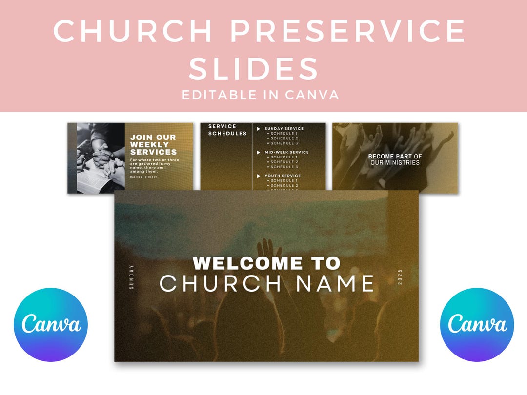 Editable Church Welcome Slides: Brown Theme (canva Template) - Etsy