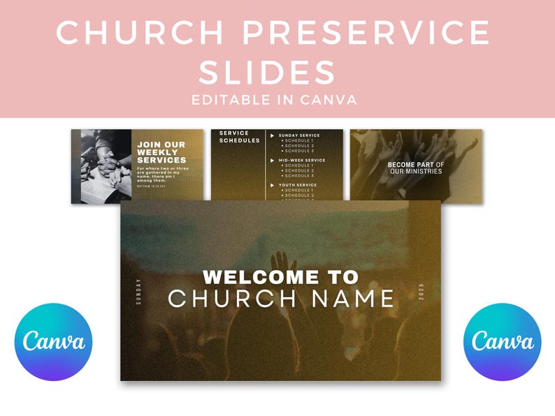 Editable Church Welcome Slides: Brown Theme (canva Template) - Etsy