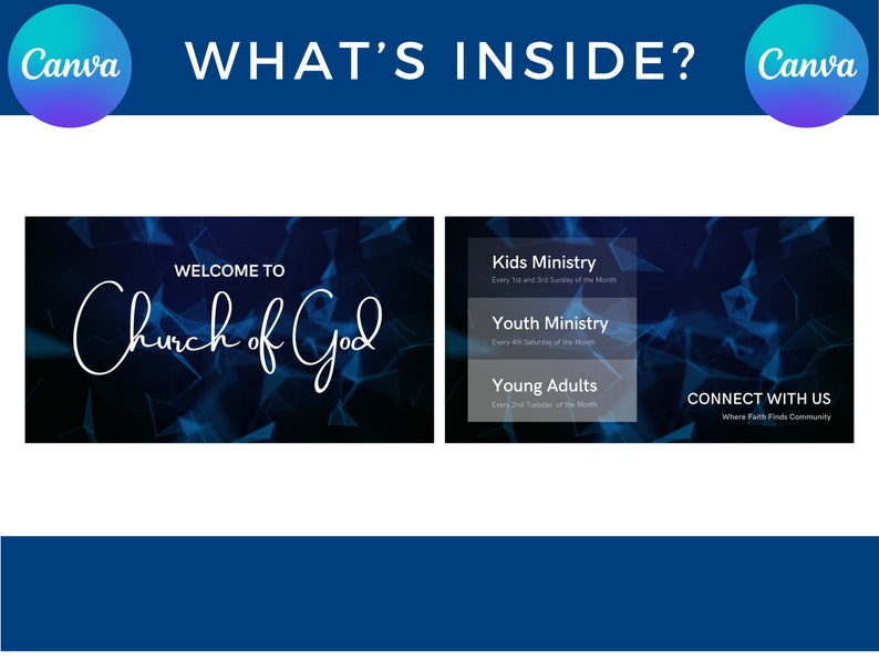 Blue Church Welcome Slides: Editable Worship Service Template (canva ...
