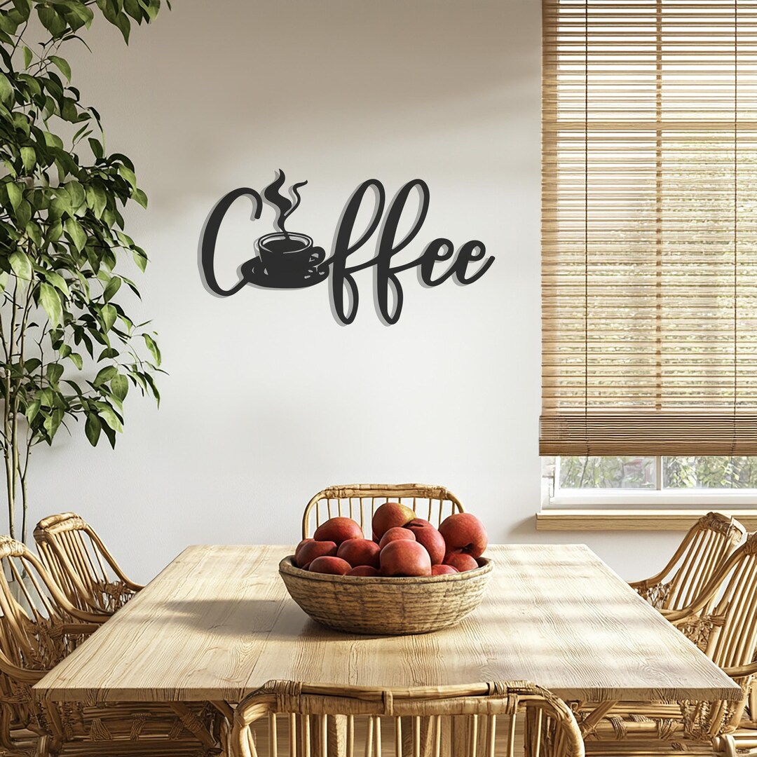 Cup of Coffee Metal Wall Art – Modern Kitchen Decor – Rustic Industrial ...