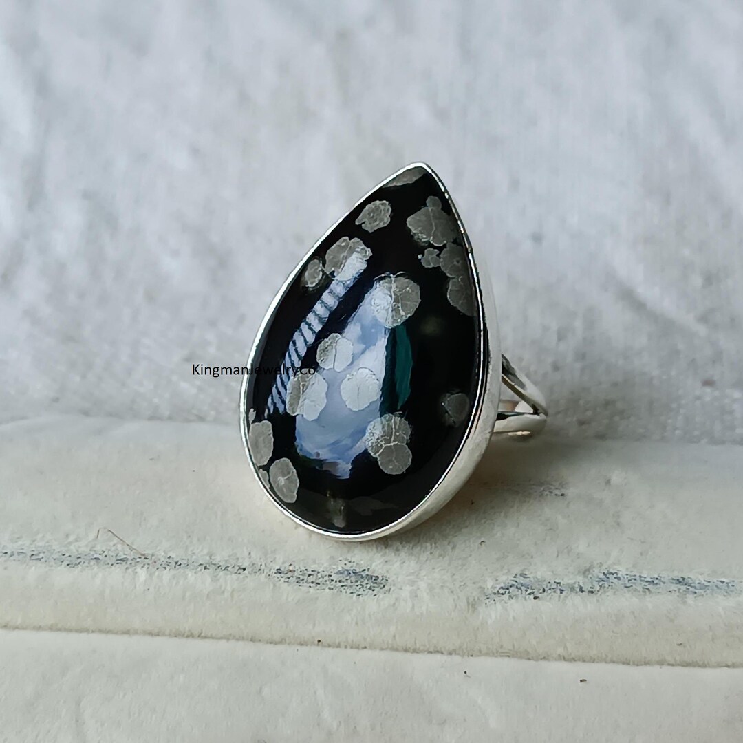 Snowflake Obsidian Gemstone Ring , 925 Sterling Silver Ring , Handmade ...