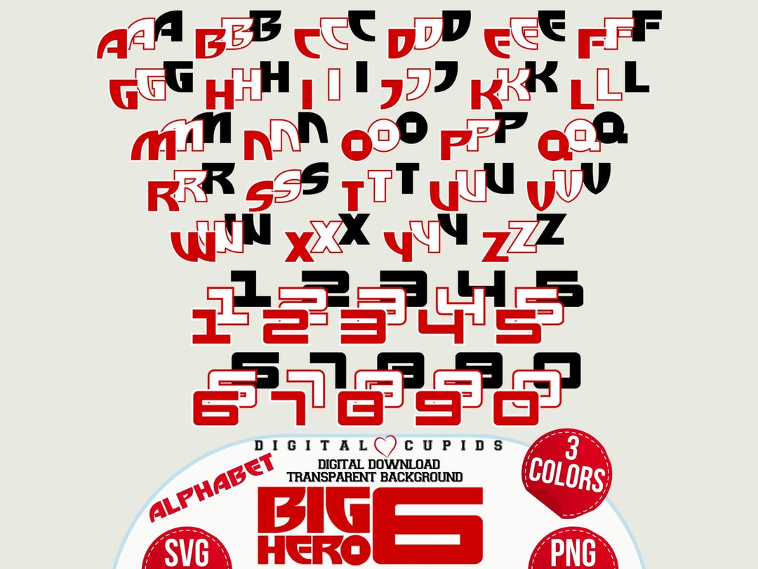 Big Hero Alphabet Font SVG PNG, Big Hero Letters Numbers, Baymax ...