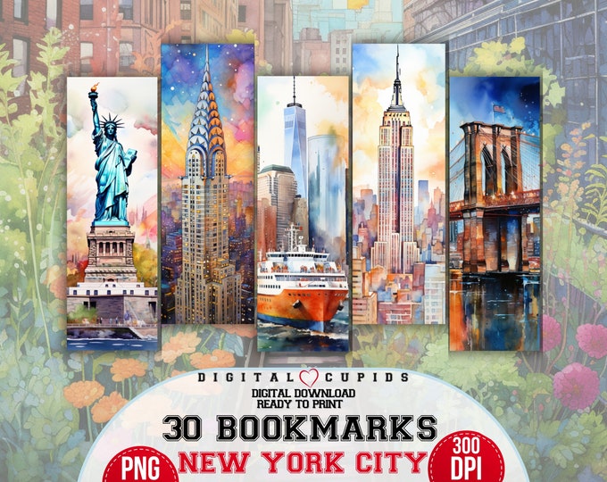 Set of 5 Bookmarks New York City Buildings - Etsy Canada