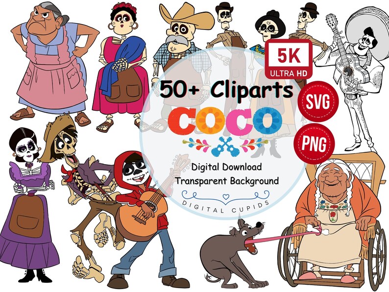 Coco Clipart Collection SVG PNG / Coco Theme Party - Etsy México