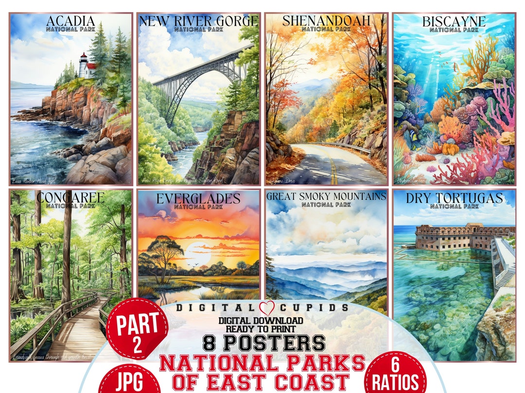 East Coast National Parks Watercolor Art Prints (digital Download) - Etsy