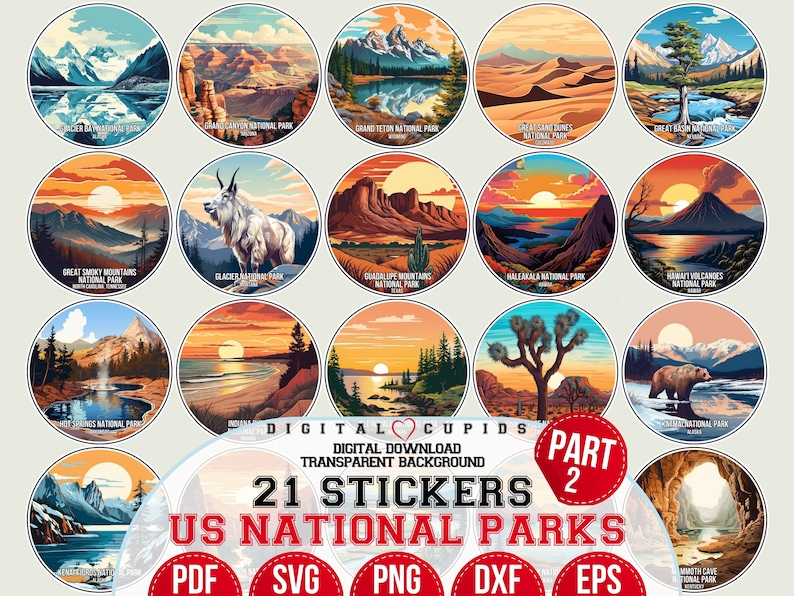 US National Parks: Part 2 SVG PNG Pdf Dxf Eps Collection Travel ...