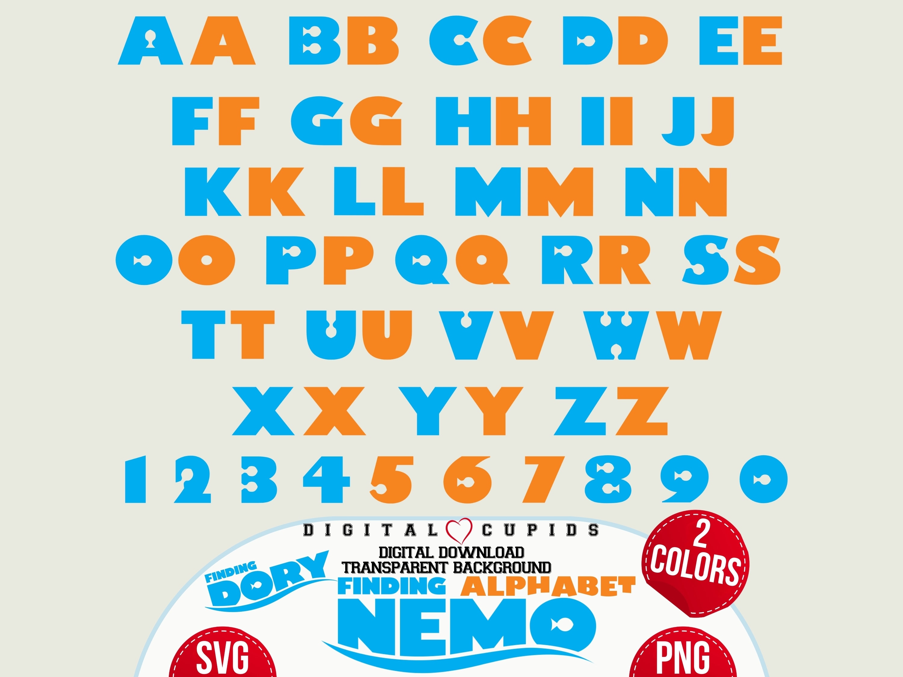 Finding Nemo Alphabet Font SVG PNG Nemo-themed Letters, Numbers Finding ...