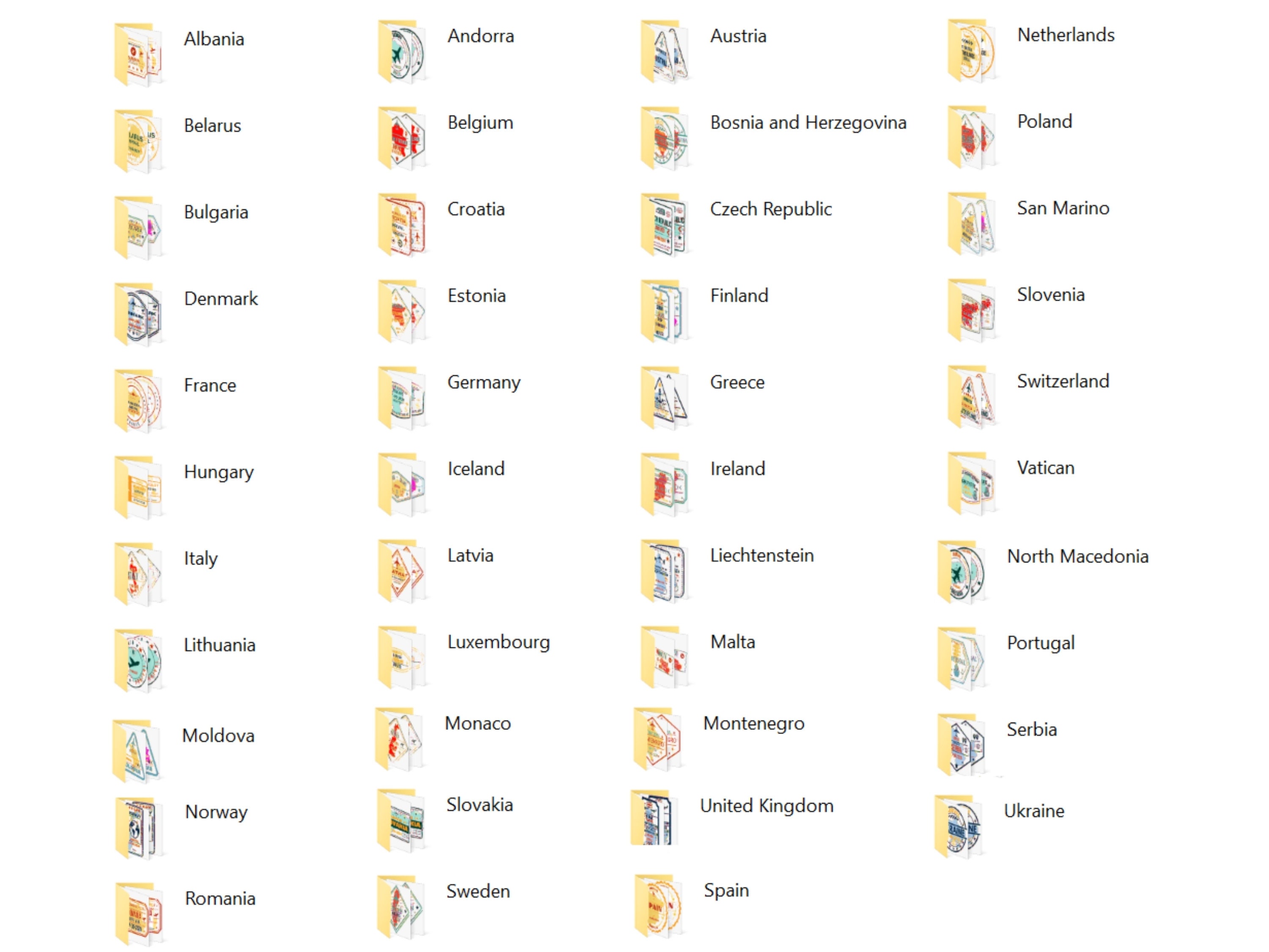 European Travel Stamps: SVG PNG Clipart (digital Download) - Etsy