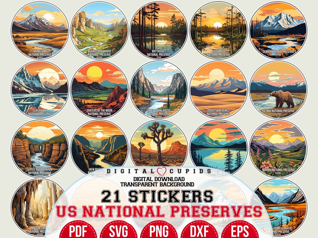 US National Preserves Sticker Set: Travel Art (digital Download) - Etsy