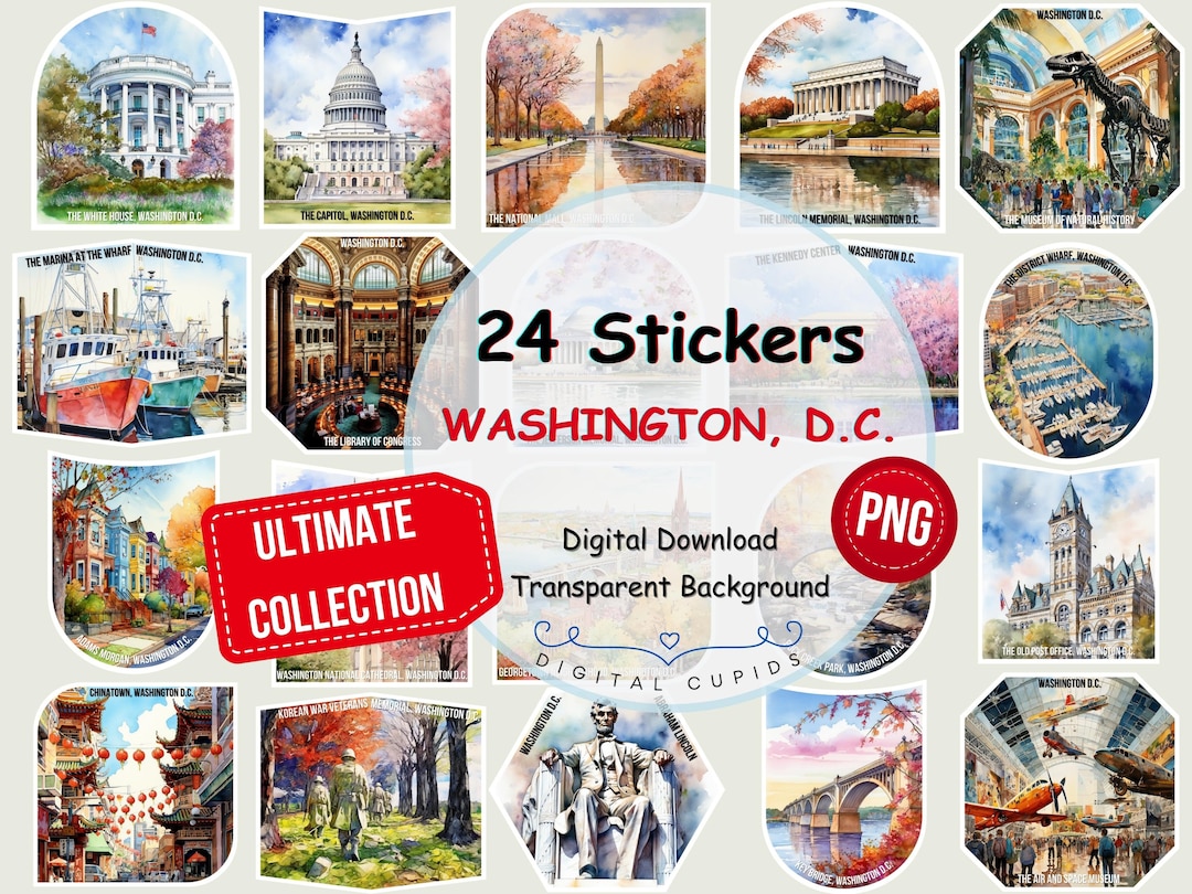 Washington DC. Sticker Collection I PNG: 5K Res White House, Lincoln ...