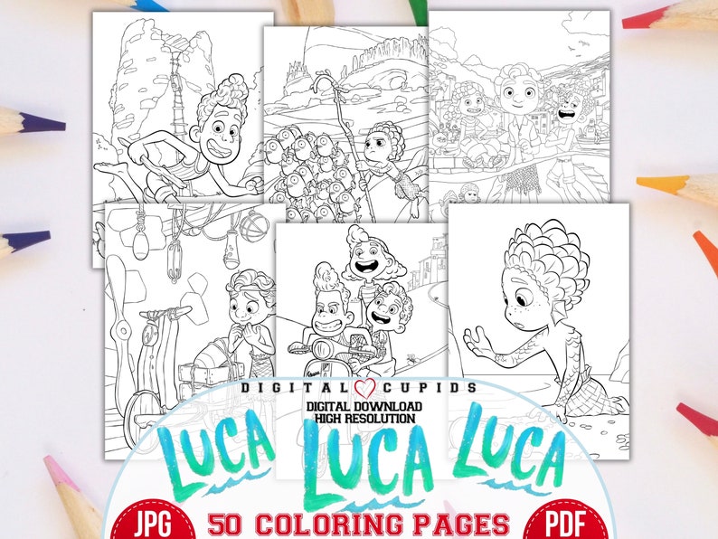Luca Movie Coloring Pages JPG & PDF Luca Illustrations Creative Kids ...
