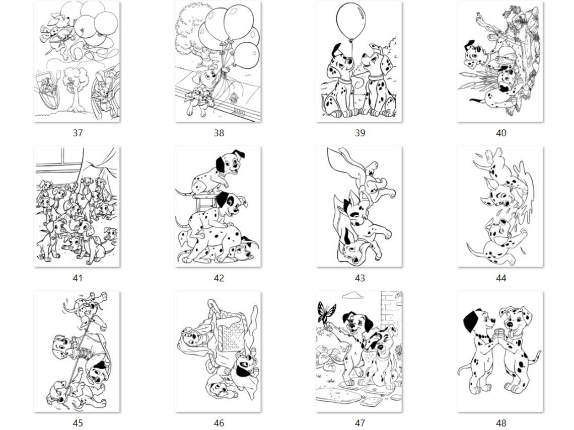 101 Dalmatians Coloring Pages JPG PDF I Printable Kids Activity I ...