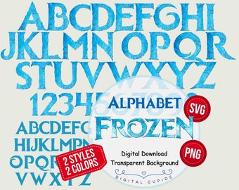 Frozen Font Collection: Alphabet, Numbers, Symbols (SVG, PNG) - Etsy ...