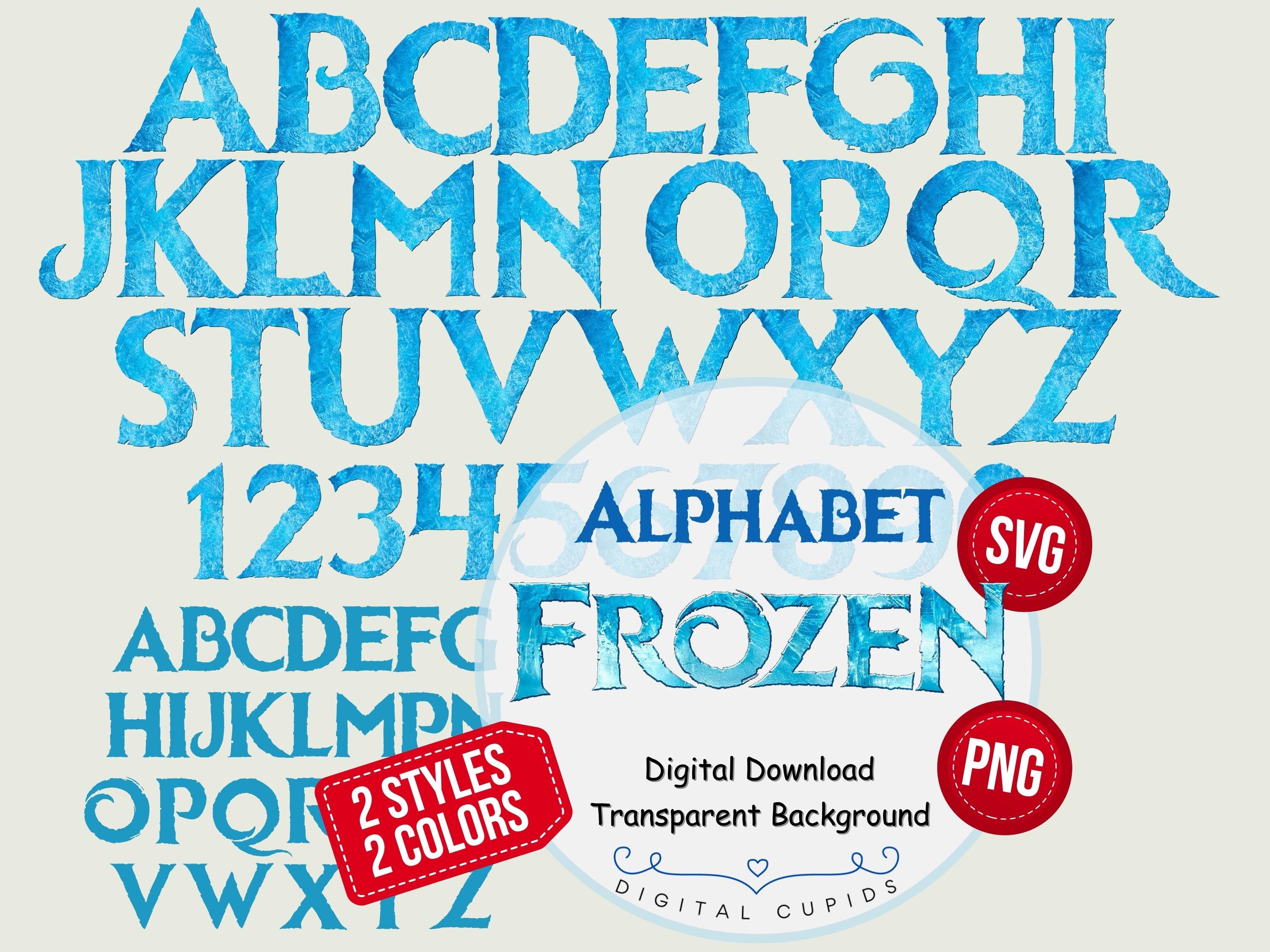 Frozen Font Collection: Alphabet, Numbers, Symbols (SVG, PNG) - Etsy