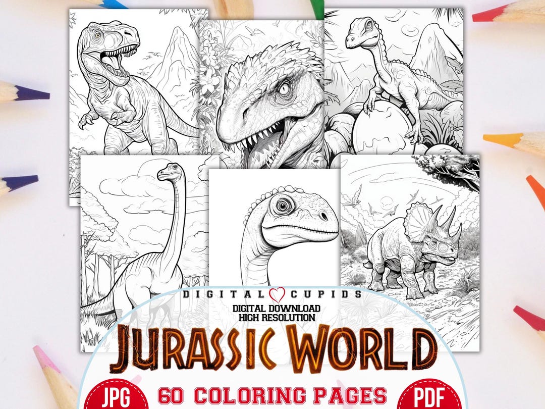 Kids Dinosaur Coloring Book: 66 Jurassic World Pages (PDF & JPG) - Etsy