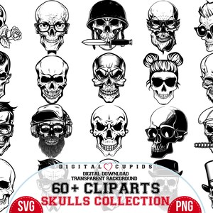 Skulls Stickers SVG PNG Collection I Gothic Decals Clipart I Graphics I ...