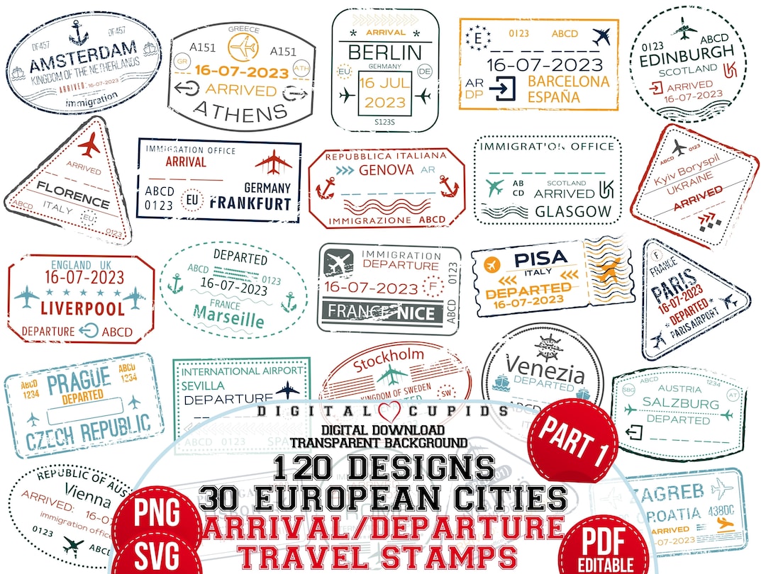 European City Travel Stamps: SVG PNG PDF Clipart (digital Download) - Etsy